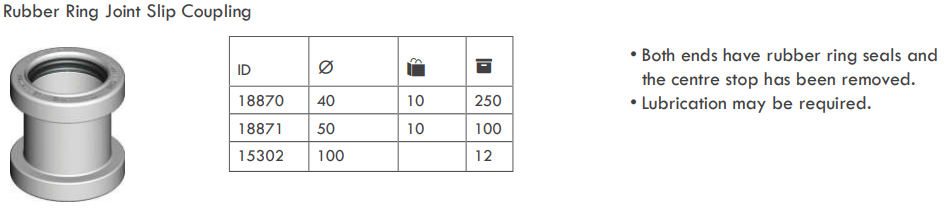 15302 100mm DWV Slip Coupling RRJ