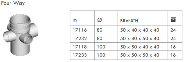 17118 100x50x50x40x40 DWV Riser