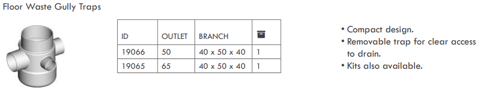 19066 50mm Floor Waste Gully Kit only