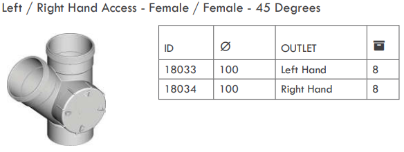 18033 100 X 45 L/H Access F&F Plain DWV Junction