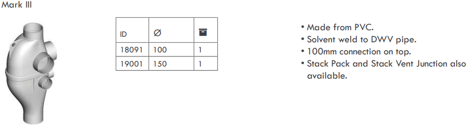 19001 DWV Stack Diverter 150mm -ASSY