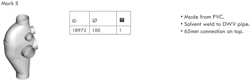 18972 DWV Stack Diverter 100mm Mk2