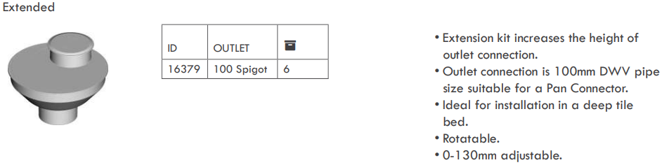 16379 Roto Pan Connector W-Ext ADJ 0-130mm